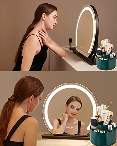 Large Capacity Makeup Brush Holder, 360° Rotating Makeup Perfume Organizer, 5 Slot Makeup Brushes Cup Tray for Vanity Decor Bathroom Countertops Cosmetic Desk Storage Container Display Case (Green)