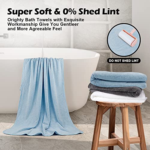 Orighty Bath Towels Set Pack of 4(27’’ x 54’’) - Soft Feel Bath Towel Sets, Highly Absorbent Microfiber Towels for Body, Quick Drying, Microfiber Bath Towels for Sport, Yoga, SPA, Fitness - Blue