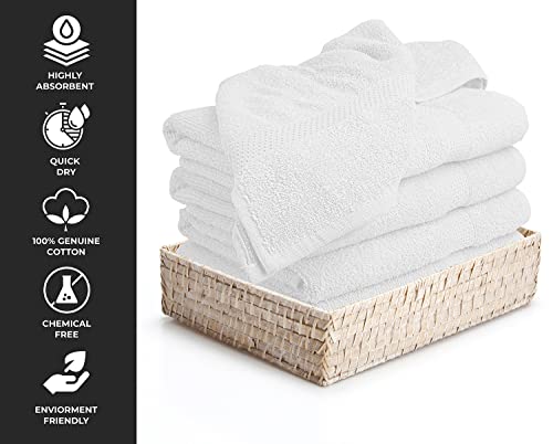 Filament Alley 6 Pack Bath Towel Set 22x44 Luxury Cotton Towels Ideal for Pool Gym Spa Hotel Shower Home Bathroom Towels Absorbent Lightweight Soft White