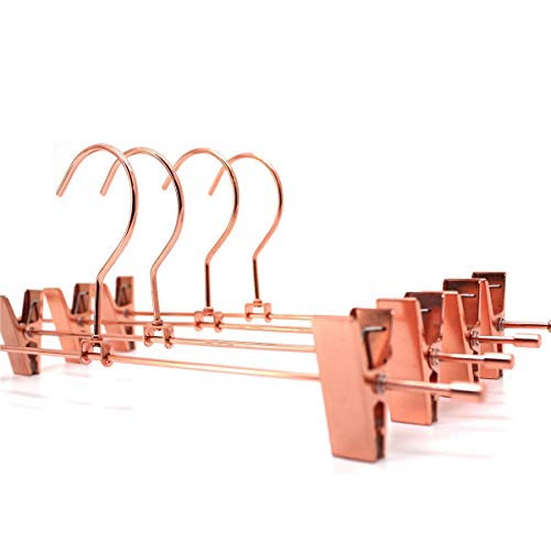 Koobay 13.8" Rose Gold Pants Clothes Hangers, 10PACKS, Metal Adjustable Clips Bottom Trousers Hanger Organization Display Hangers