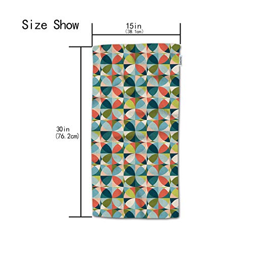 HGOD DESIGNS Geometric Hand Towels,Fashion Geometric Pattern in Mid-Century Modern Colors 100% Cotton Soft Bath Hand Towels for Bathroom Kitchen Hotel Spa Hand Towels 15"X30"
