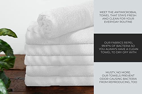 Filament Alley 6 Pack Bath Towel Set 22x44 Luxury Cotton Towels Ideal for Pool Gym Spa Hotel Shower Home Bathroom Towels Absorbent Lightweight Soft White