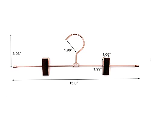 Koobay 13.8" Rose Gold Pants Clothes Hangers, 10PACKS, Metal Adjustable Clips Bottom Trousers Hanger Organization Display Hangers