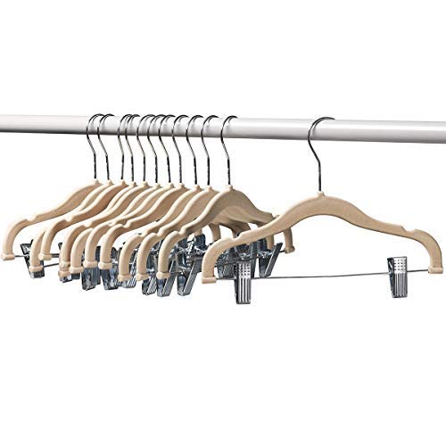 12 Pack Baby Hangers with Clips Ivory Baby Clothes Hangers Ultra Thin No Slip Kids Hangers