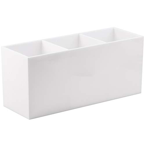 Tbestmax Makeup Brush Holder Organizer Cosmetic Brushes Container Storage 3 Slots - Great for Vanity (White)