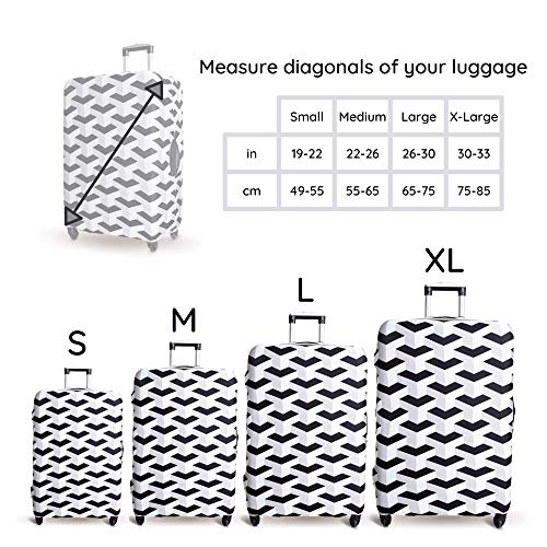 Luggage Cover Suitcase Protector Fits 19-33 Inch TSA Approved Travel Suitcase Cover Washable Dustproof Anti-Scratch (M (22-26 inch), Pattern)