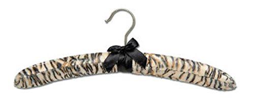 NAHANCO 806-99 15" Tiger Stripe Patterned Plush Padded Hanger with Black Bow and Gold Hook. Pack of 6 (Pack of 6)