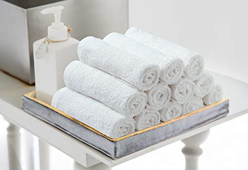 Avalon Towels Cotton Washcloths – (Pack of 60) Bulk 12"x12" Premium Ring Spun Cotton, Absorbent, Soft Face Towels, Gym Towels, Hotel and Spa Quality, Reusable Fingertip Towels (White)