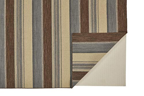 Feizy Rugs - Silva Natural Wool Dhurrie Area Rug - Stripes - Gray/Brown - 8ft x 10ft
