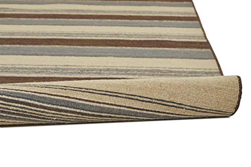 Feizy Rugs - Silva Natural Wool Dhurrie Area Rug - Stripes - Gray/Brown - 8ft x 10ft