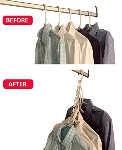 Juniper's Secret Closet Organizer Space Saving Clothes Hangers Plastic Dorm Room Essentials - 8 Pack Magic Hangers for Skirt, Pants, Shirts, Trousers - Free Eyeglass Pouch