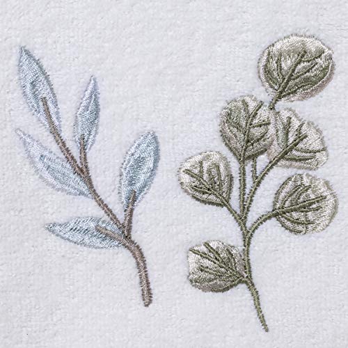 Avanti Linens Ombre Leaves Collection, Embroidered Hand Towel, White