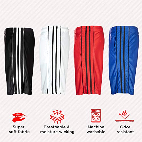 High Energy Long Basketball Shorts for Men, 4 Pack, Sports, Fitness, and Exercise, Athletic Performance, Pack 214, 3X-Large