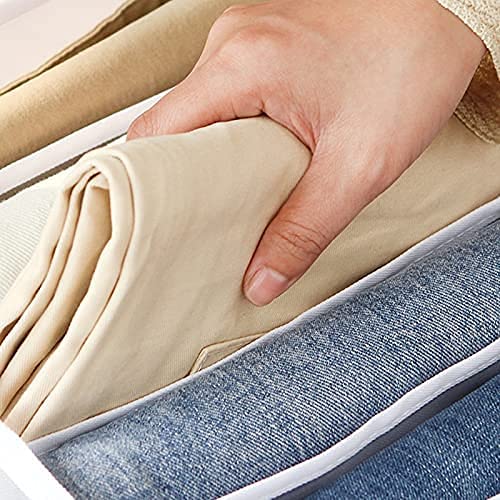 Musnina Wardrobe Clothes Organizer,7 Grids Washable Wardrobe Clothes Organizer,Closet Organizers and Storage Baskets (Grey, Jeans Grid（Large）)