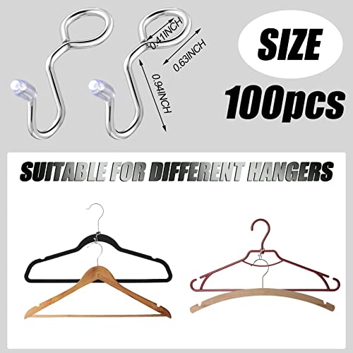 Clothes Hanger Connector Hooks Metal Hanger Extender Hooks Metal Outfit Hangers Extender Clips Silver Clothes Extender Hooks for Clothes Organizer Closet (150 Pcs)