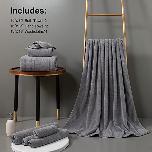 Grey Ultra Soft Towel Set, 2 Extra Large Bath Towel Sheets, 2 Hand Towels and 4 Washcloths - Highly Absorbent Quick Dry Microfiber,Oversized,Premium Towel Set for Bathroom,Fitness,Yoga,Pack of 8