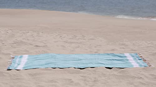 LANE LINEN 100% Cotton Beach Towel with Bag 2 Pack Towels Oversized 39"x71" Pool Highly Absorbent Extra Large Quick Dry Travel Towel - Aqua