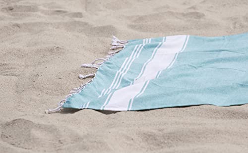LANE LINEN 100% Cotton Beach Towel with Bag 2 Pack Towels Oversized 39"x71" Pool Highly Absorbent Extra Large Quick Dry Travel Towel - Aqua