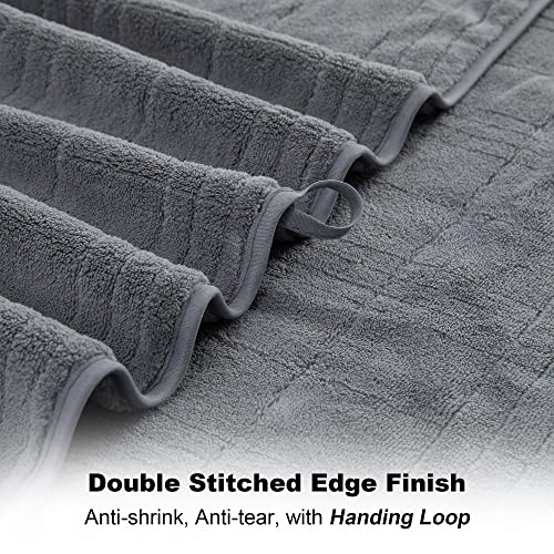 Grey Ultra Soft Towel Set, 2 Extra Large Bath Towel Sheets, 2 Hand Towels and 4 Washcloths - Highly Absorbent Quick Dry Microfiber,Oversized,Premium Towel Set for Bathroom,Fitness,Yoga,Pack of 8