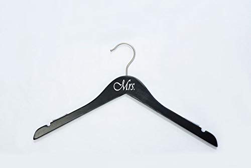 NAHANCO MRSMRS20217 Same Sex, Gay Pride Hanger Set, Black Wood Hangers with Silver Imprint (Mrs. and Mrs.), 17” (2-Piece Set), Black w/Silver Imprint