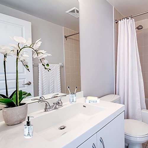 Bathroom Accessories Set 6 Pcs, Soap Dispenser Soap Dish Toothbrush Cup Toothbrush Holder Toilet Brush Trash Can, Bathroom Decor for Home Washing Room