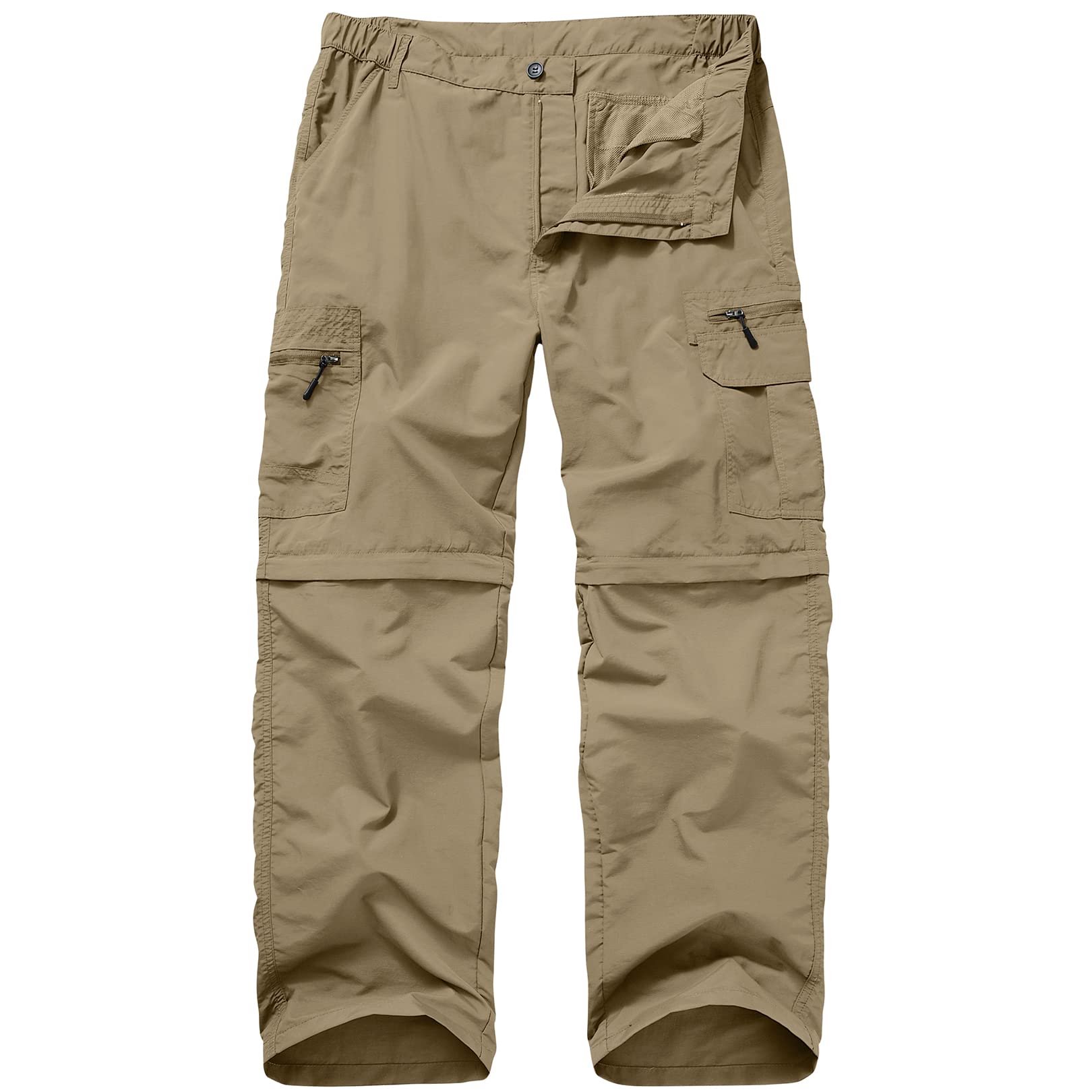 Mens Hiking Pants Convertible Zip Off Lightweight Quick Dry Fishing Safari Camping Travel boy Scout Pants,6101,Khaki,42