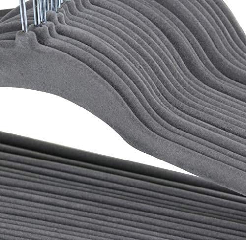Yaheetech Thin Non Slip Velvet Clothes Hangers,Strong and Durable Hold Up to 10 Lbs- Pack of 100,Gray