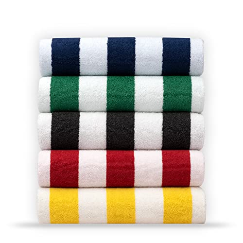 LANE LINEN 100% Cotton Beach Towel, Pack of 2 Beach Towels Set, Cabana Stripe Pool Towels, Oversized Beach Towels for Adults (30" x 60β), Highly Absorbent, Large Beach Towels, Quick Dry Towel - Blue