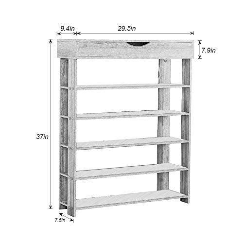SogesGame 5-Tier Shoe Rack 29.5inch Wooden Shoe Storage Shelf Shoe Organizer for Entryway,Teak,L24-TK-S8-US