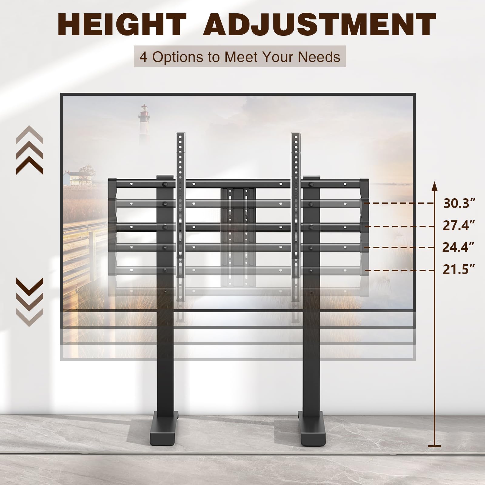 TAVR Ultra Strong Universal TV Stand Base for 55-90 Inch TVs Hold up to 150 lbs, Heavy Duty Height Adjustable Table Top TV Mount Stand with Tempered Glass Base, Max VESA 800x400mm, Black