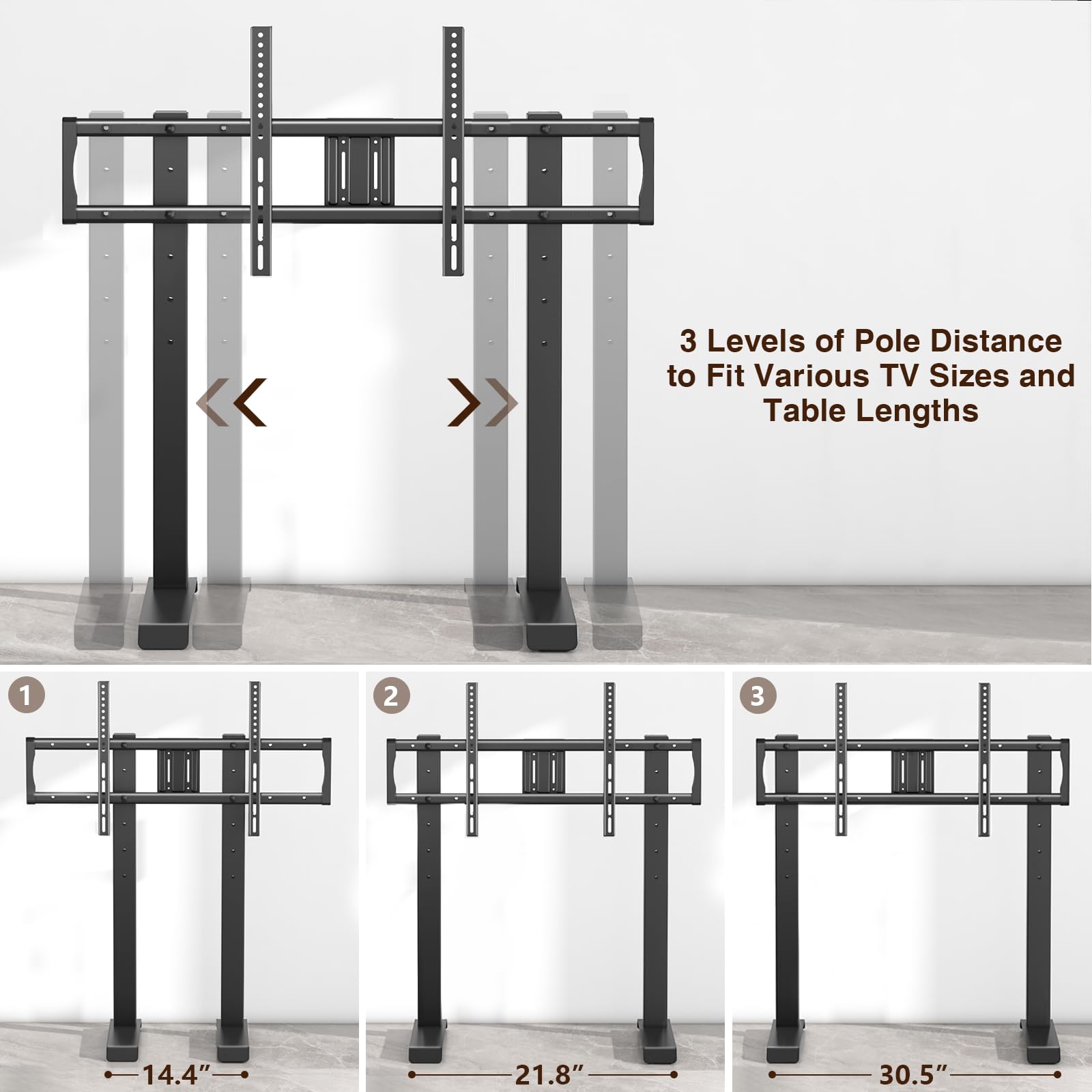 TAVR Ultra Strong Universal TV Stand Base for 55-90 Inch TVs Hold up to 150 lbs, Heavy Duty Height Adjustable Table Top TV Mount Stand with Tempered Glass Base, Max VESA 800x400mm, Black