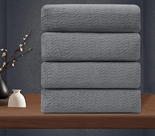4 Pack Washcloths Set 13"x13",Grey Towel Set for Bathroom,Highly Absorbent & Quick Dry Washcloths for Daily Use,Soft Microfiber Multipurpose Washcloths Premium Towel Set for Hotel, Spa, Shower, Gym
