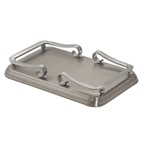 mDesign Decorative Metal Guest Disposable Paper Hand Towel Storage Tray Dispenser - Sturdy Holder with Non-Skid Base and Scroll Design - for Bathroom Vanity Countertops - Brushed/Chrome