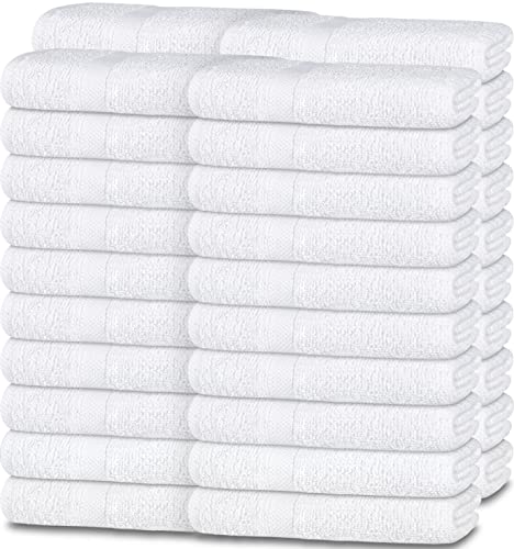 Wealuxe White Washcloths for Body and Face Towel, Cotton Wash Cloths Bulk 48 Pack, Flannel Spa Fingertip Wash Clothes 12x12 Inch, Soft Absorbent Gym Towels