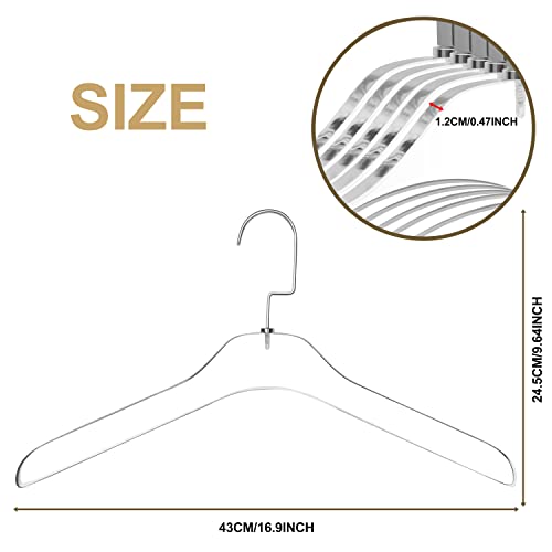 Quality Clear Acrylic Lucite Coat Suit Hangers, Stylish Clothes Hanger with Silver Hook - Coat Hanger for Dress, Suit - Closet Organizer Adult Hangers Gloss Silver Chrome 5 Pcs