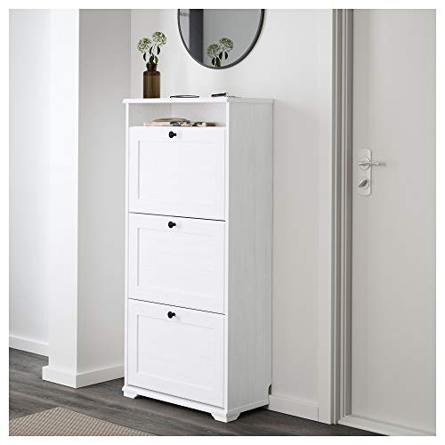 IKEA Brusali Shoe Cabinet With 3 Compartments, White