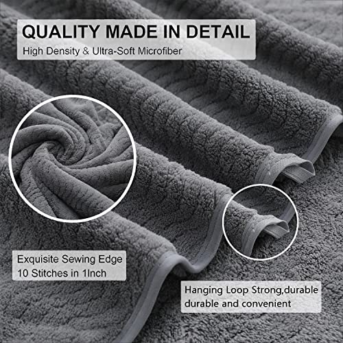 4 Pack Washcloths Set 13"x13",Grey Towel Set for Bathroom,Highly Absorbent & Quick Dry Washcloths for Daily Use,Soft Microfiber Multipurpose Washcloths Premium Towel Set for Hotel, Spa, Shower, Gym