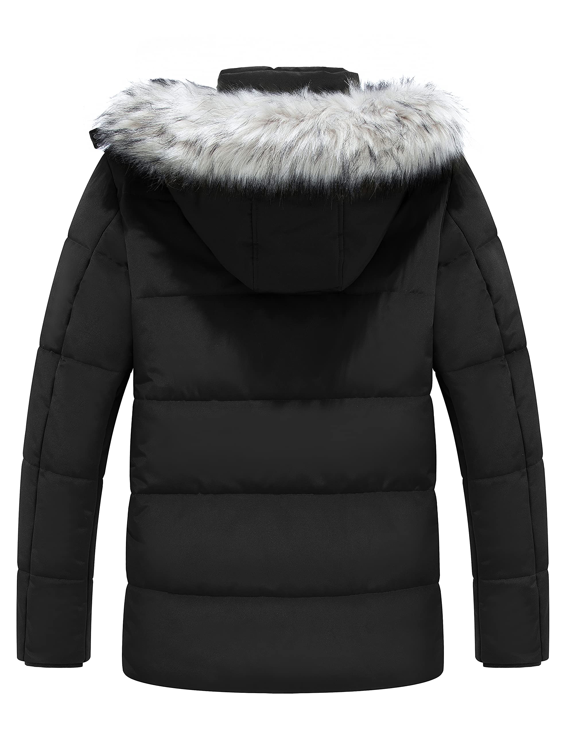 WenVen Men's Winter Puffer Coat Warm Outwear Jacket with Detachable Hood(Black,3XL)