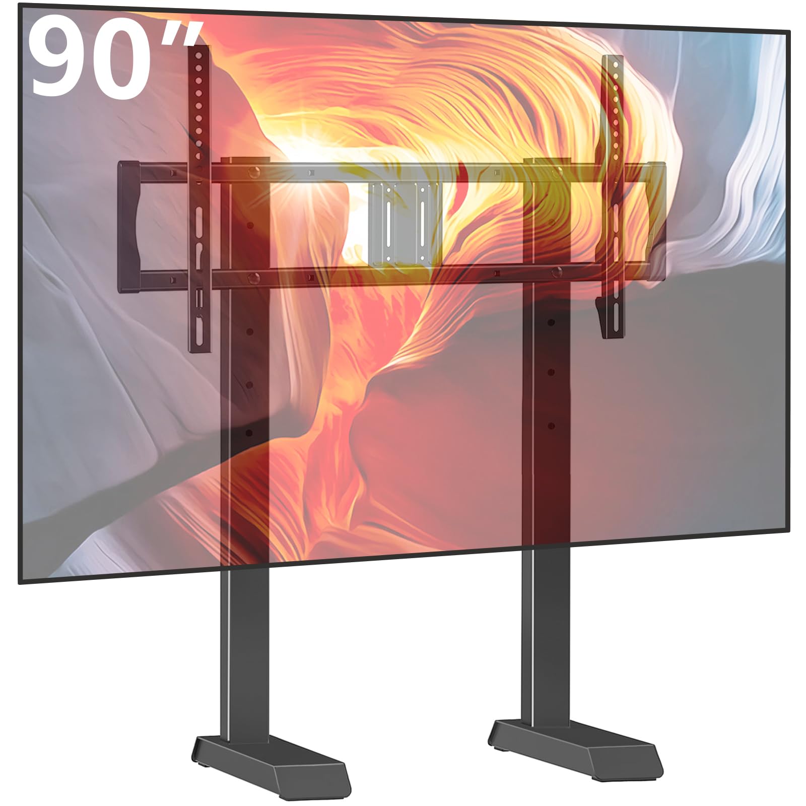 TAVR Ultra Strong Universal TV Stand Base for 55-90 Inch TVs Hold up to 150 lbs, Heavy Duty Height Adjustable Table Top TV Mount Stand with Tempered Glass Base, Max VESA 800x400mm, Black