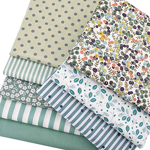 Hanjunzhao Pea Green Color Fat Quarters Fabric Bundles 18 x 22 inch for Quilting Sewing Crafting