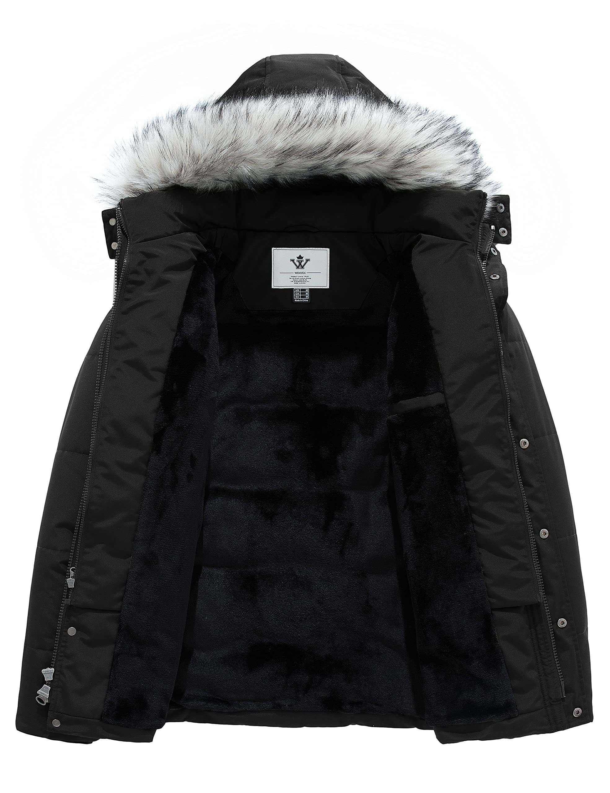 WenVen Men's Winter Puffer Coat Warm Outwear Jacket with Detachable Hood(Black,3XL)