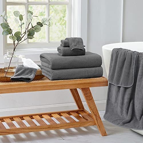 4 Pack Washcloths Set 13"x13",Grey Towel Set for Bathroom,Highly Absorbent & Quick Dry Washcloths for Daily Use,Soft Microfiber Multipurpose Washcloths Premium Towel Set for Hotel, Spa, Shower, Gym