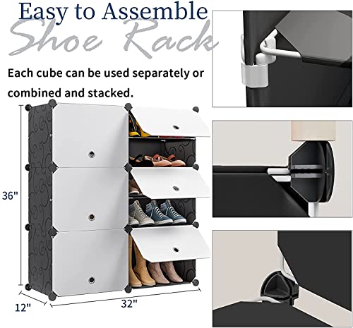 Aeitc 48-Pairs Shoe Rack Organizer Shoe Organizer Expandable Shoe Storage Cabinet Narrow Standing Stackable Space Saver Shoe Rack for Entryway, Hallway and Closet,white door