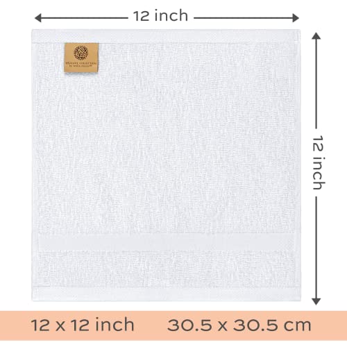 Wealuxe White Washcloths for Body and Face Towel, Cotton Wash Cloths Bulk 48 Pack, Flannel Spa Fingertip Wash Clothes 12x12 Inch, Soft Absorbent Gym Towels