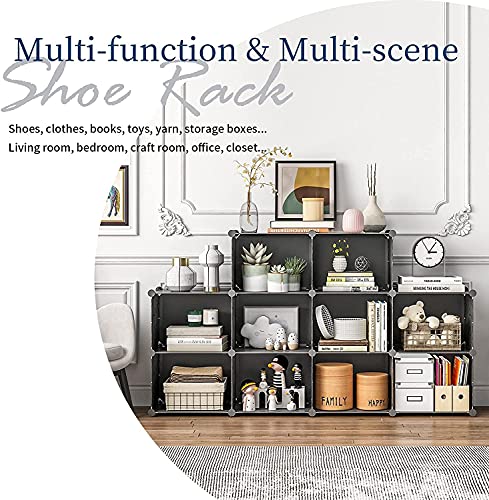 Aeitc 48-Pairs Shoe Rack Organizer Shoe Organizer Expandable Shoe Storage Cabinet Narrow Standing Stackable Space Saver Shoe Rack for Entryway, Hallway and Closet,white door
