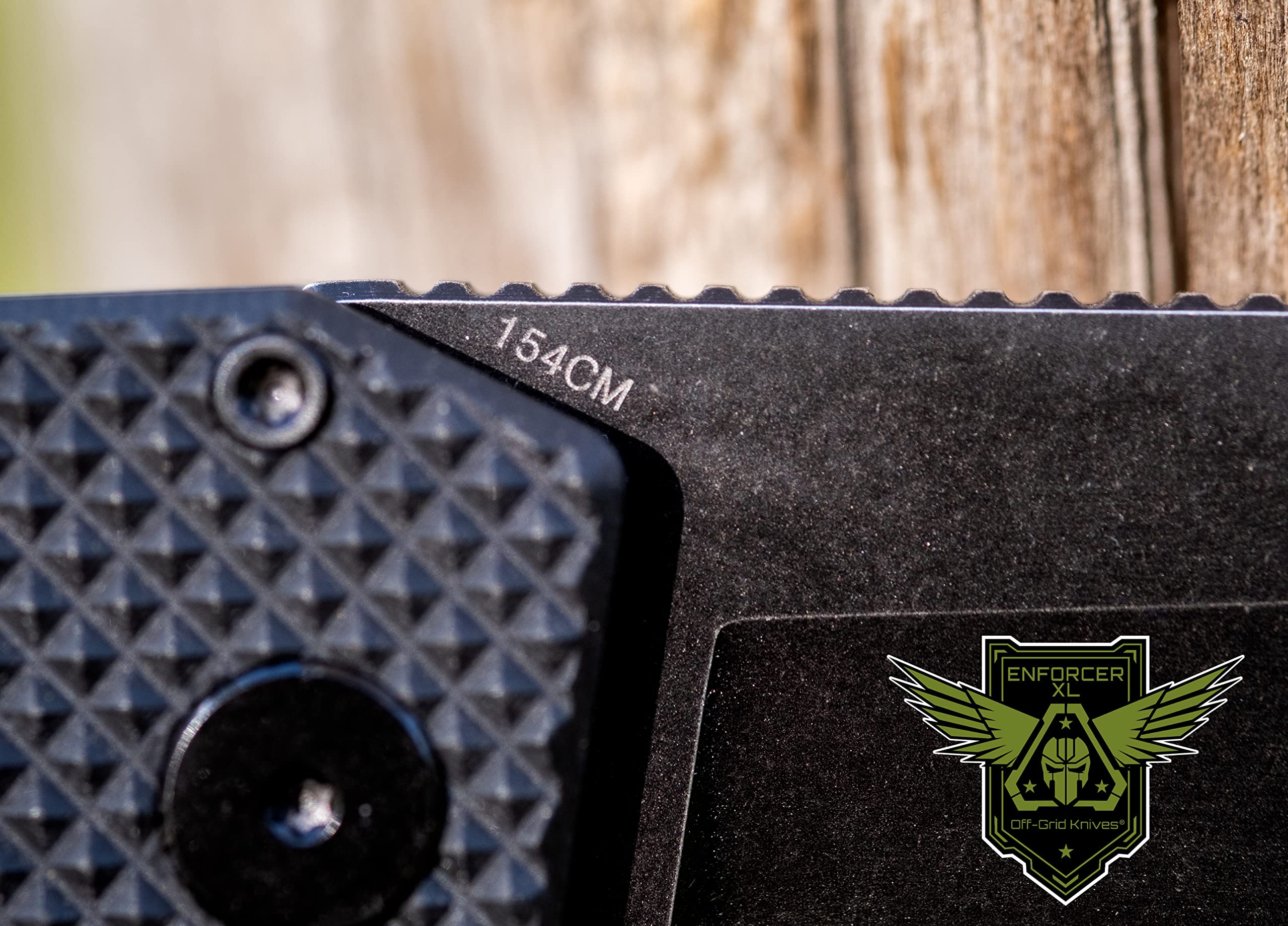 Off-Grid Knives - Enforcer XL Folding Knife w. 154CM Blade Steel, Tungsten Carbide Tip, Ceramic Bearings, Grippy G10, Oversized Handle, Deep Pocket Carry, Left & Right Hand