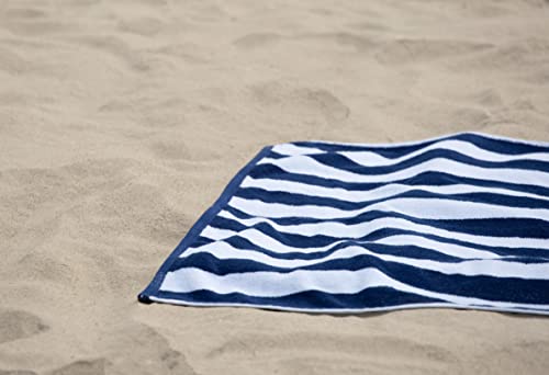 LANE LINEN 100% Cotton Beach Towel with Bag Towels 4 Pack 36"x72" Bath Cabana Stripe Pool Highly Absorbent Large Quick Dry Travel - Blue