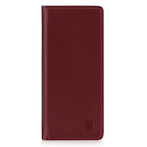 32nd Classic Series 2.0 - Real Leather Book Wallet Case Cover for Sony Xperia 1 III (2021), Real Leather Design with Card Slot, Magnetic Closure and Built in Stand - Burgundy