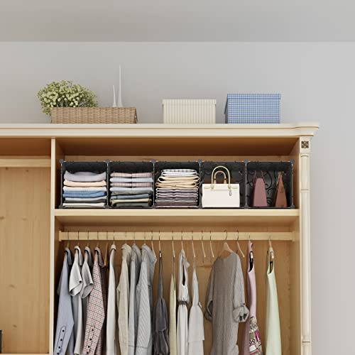 Aeitc Cube Storage Organizer 5-Cube (11.8"x11.8") Narrow Cabinet Closet Storage Shelves Plastic Storage Shelving for Bedroom, Living Room, Office, Black with Doors