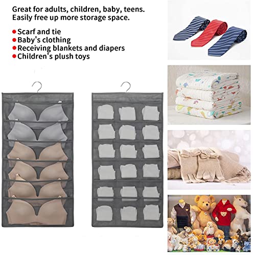 Large Bra holder Organizer Hanging Bra Storage Bra Hanger Especially suitable for sports bra, training bra, socks, baby clothes, shoe,bedroom storage,school dormitory storage(Gray, 1PCS 6+18 Grids)
